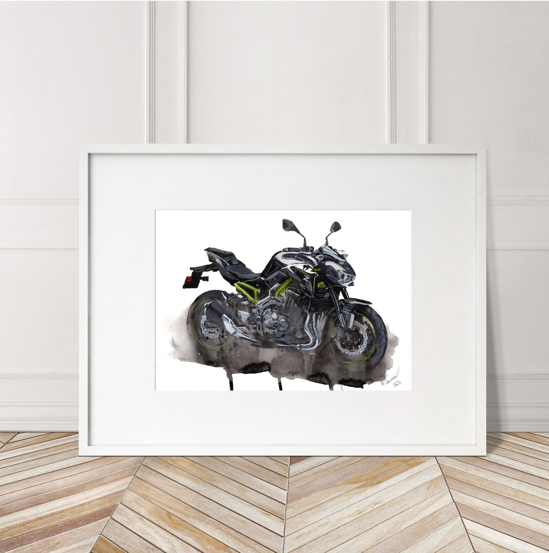 Kawasaki Z900 Print. Kawasaki Z900 Poster. Gifts for Him. Hand Painted ...