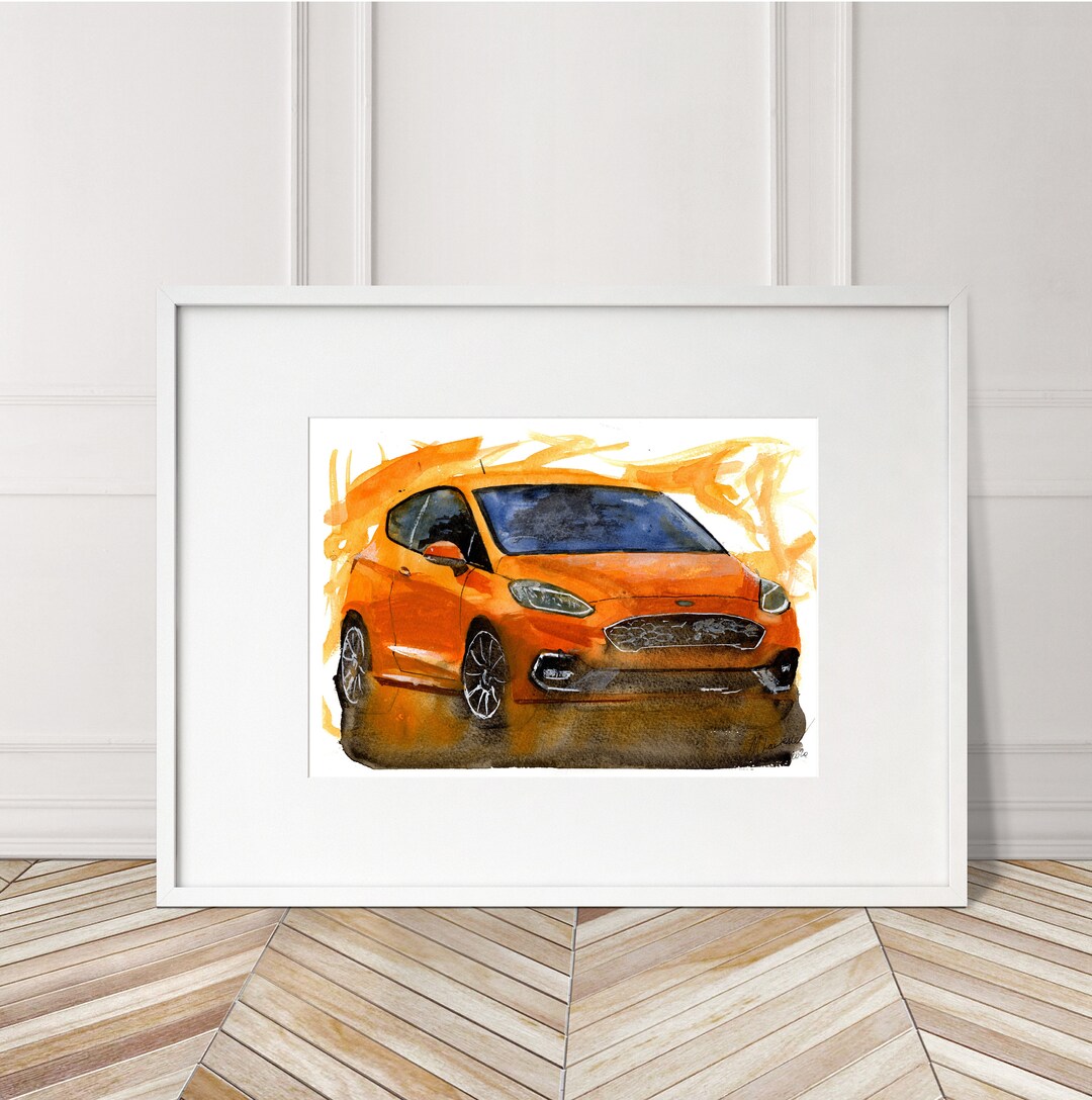 Ford Fiesta ST Print. Ford Fiesta Poster. Gifts for Him. Hand Painted ...
