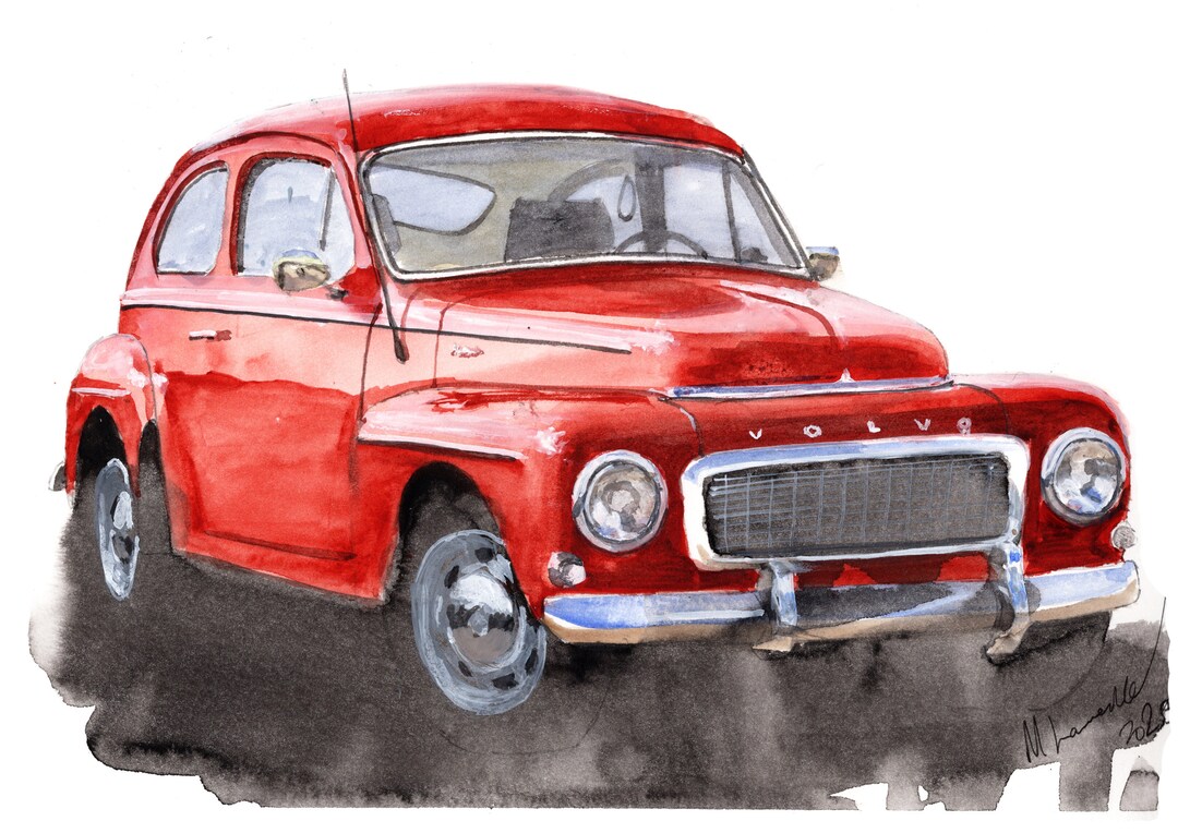 Painting of a Volvo PV544 Limited Print .high Quality Artist Hand ...