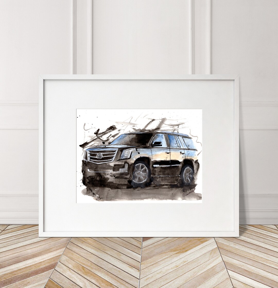 Hand Painted Cadillac Escalade Print. Unique Cadillac Escalade Poster ...