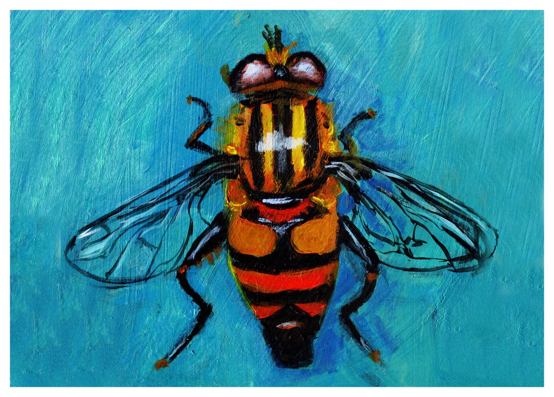 British Hover Fly Numbered Limited Edition Giclee Print of an Acrylic ...