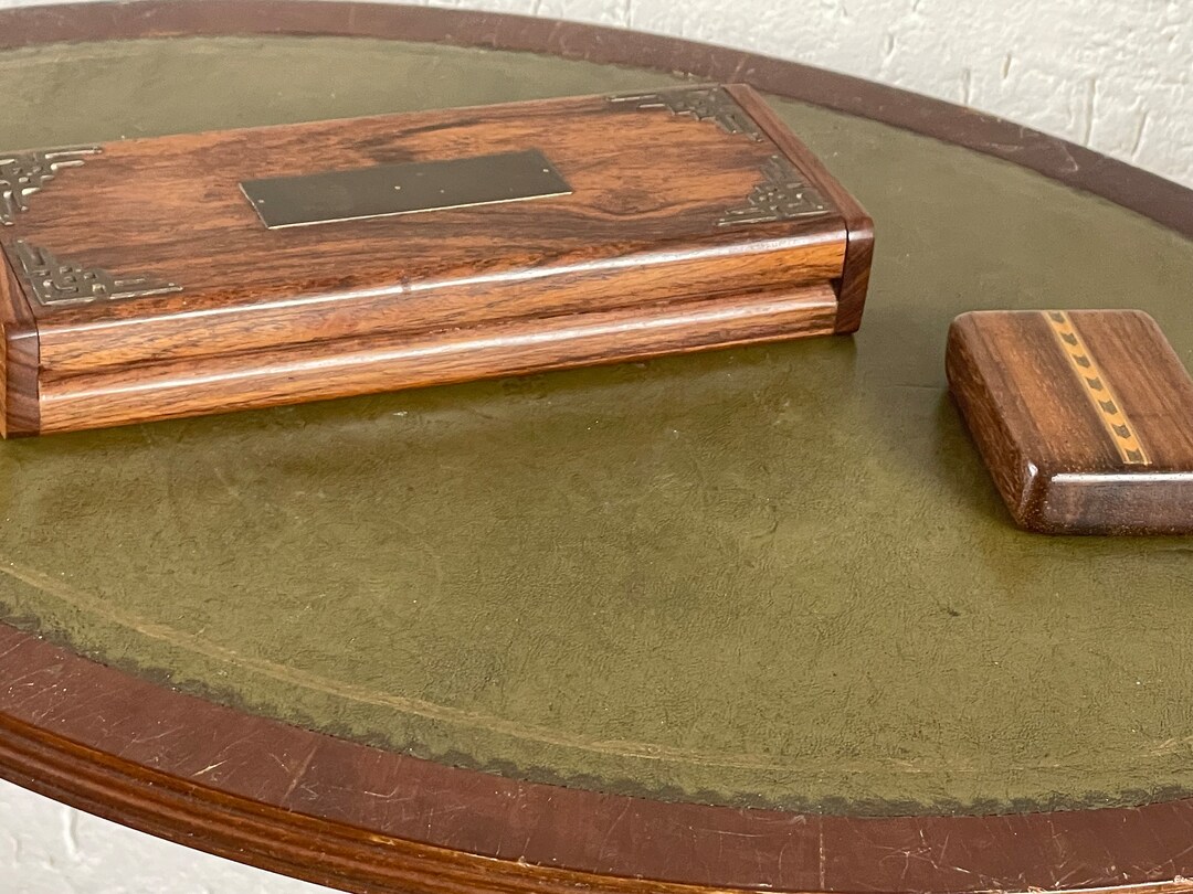 Chinese Pen Box With a Block as a Pen Rest. Copper Decoration and ...