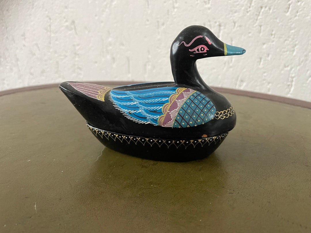 Japanese Lacquer Duck Lid Box 12 Cm / 5 Inch Hand Painted. Jewelry Box ...