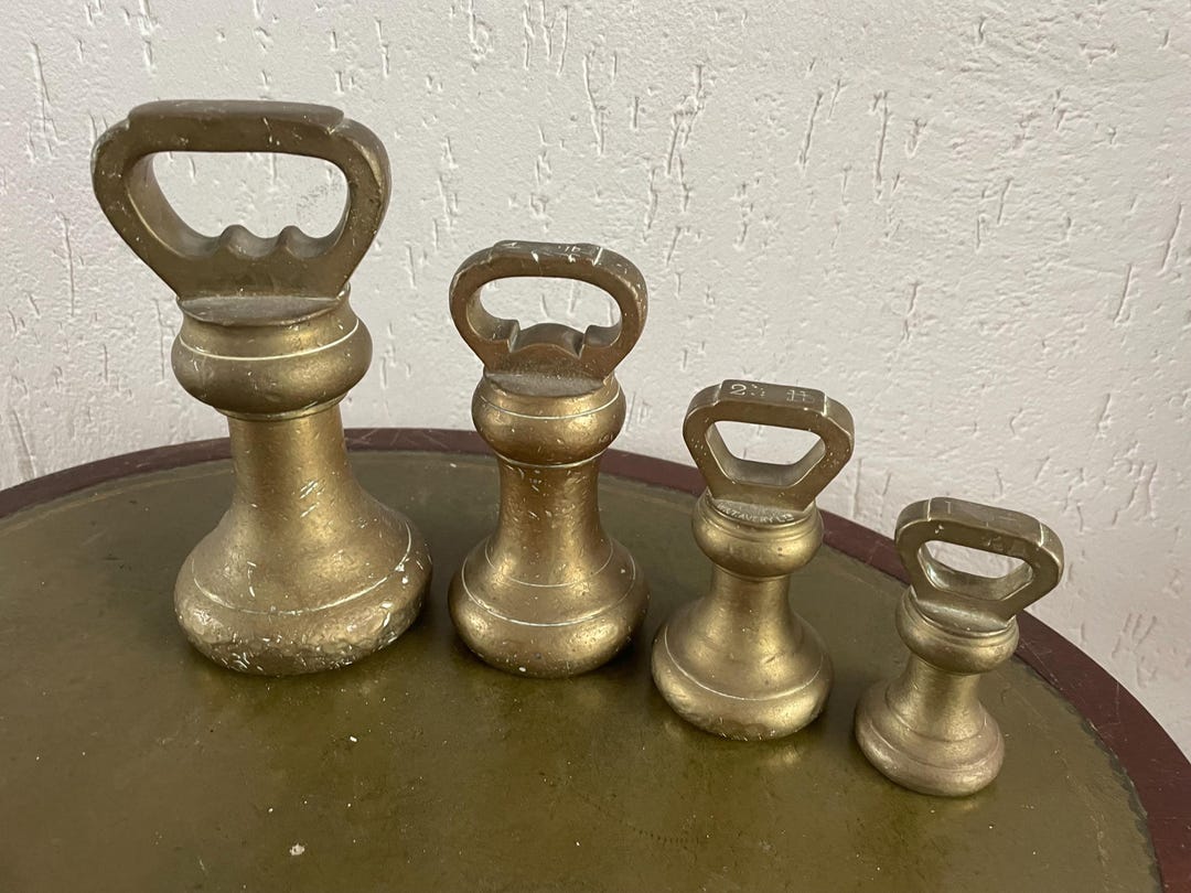 Set/4 - 7lb, 4lb, 2lb and 1lb Brass Bell Weights From England. Large ...