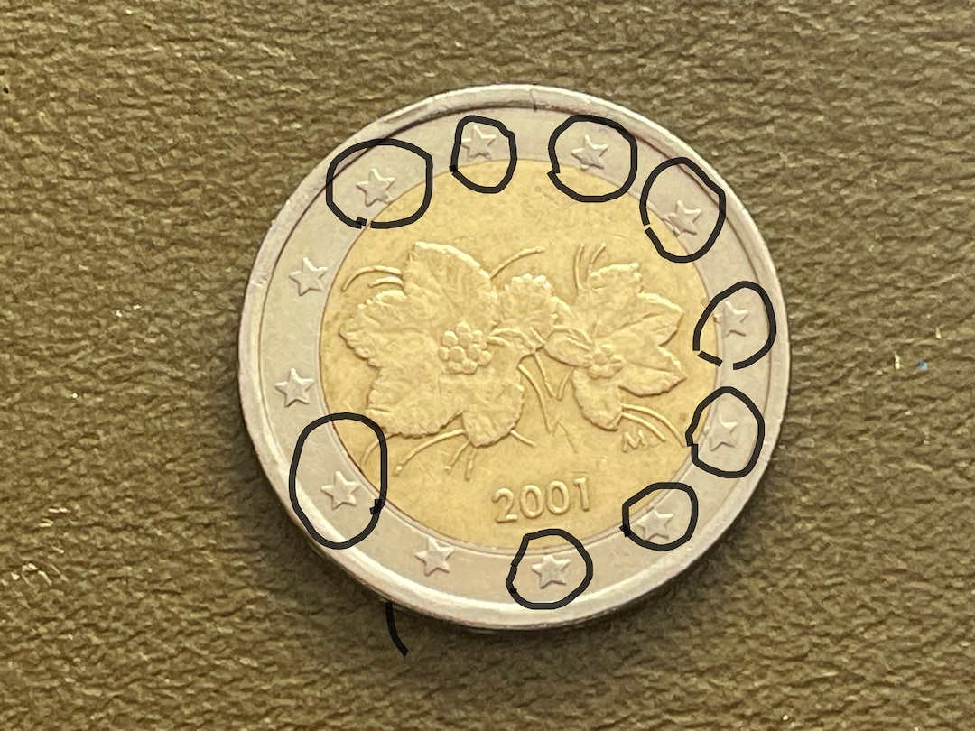 Striking Errors Finland 2001 2 Euro Coin With Striking Errors on Both ...