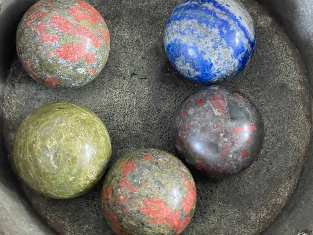 Set of 5 45mm / 1.8" Marble Balls - Approx. 180-200 Grams Each. in Good ...