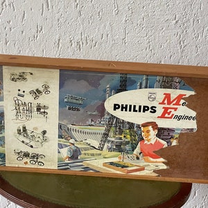 Vintage Philips 1966 MECHANICAL ENGINEER SET ME1200 Original Wooden Box ...