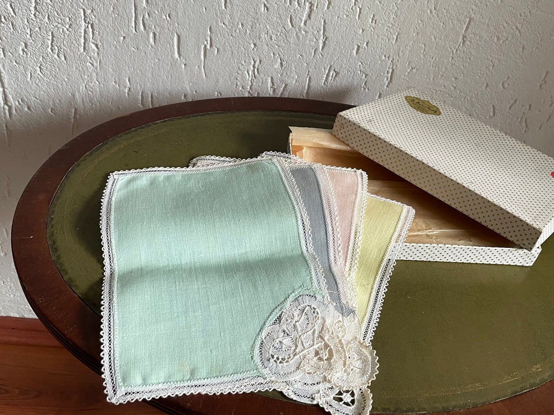Set / 4 Lace Napkins Belgian Lace Vintage 1950s - Fabric Napkins ...