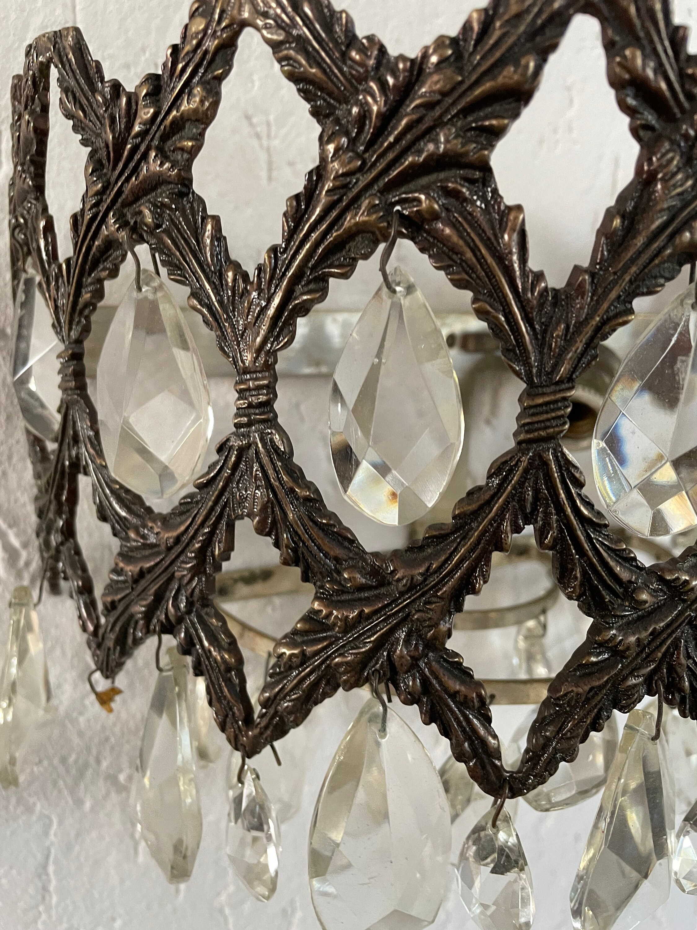 Set Van 2 Antieke Wandlampen Met Facet Geslepen Glazen Pegels - Etsy