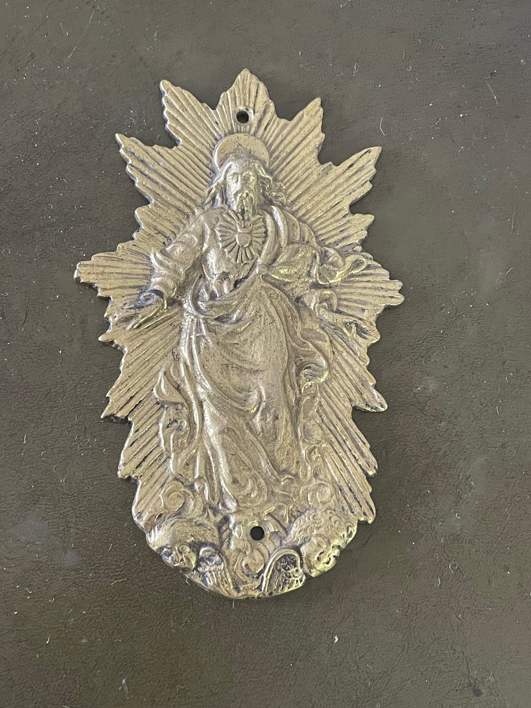 Solid Copper Crucifix 15x9 Cm 6 Inches Jesus With Sacred Heart at the ...