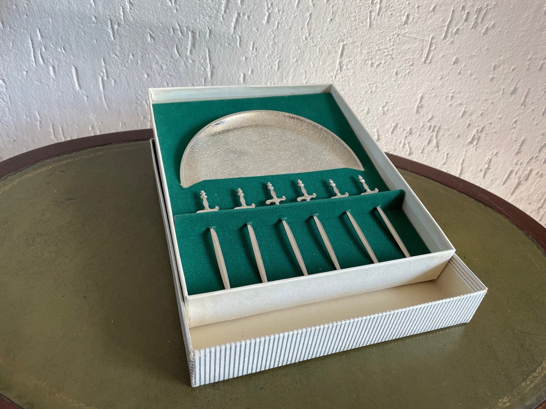 Box of 6 Sword Skewers and Serving Dish Never Used Ca. 1970 Tapa Cheese ...