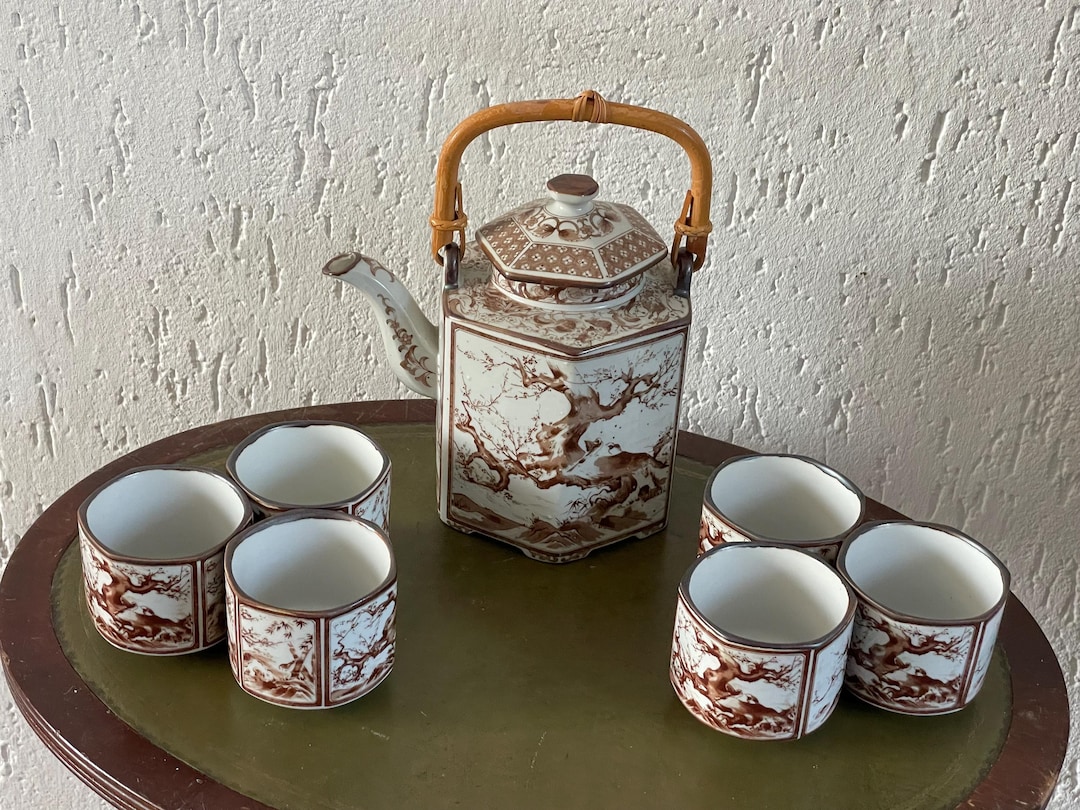 7 Piece Japanese Vintage Tea Set Teapot and 6 Cups - Vintage in Very ...