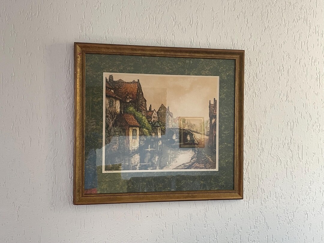 90x80cm / 36x32 Gothic Ghent Litho 6/25 Signed Van Der Vink, in Frame ...