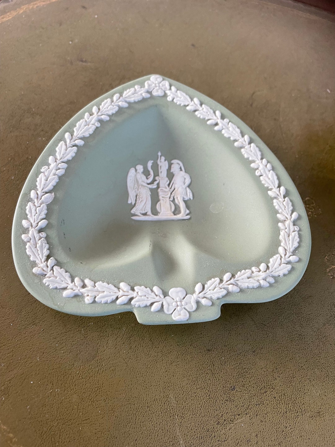 Jasperware Wedgewood Sage Green Ashtray Made in England Bisquit ...