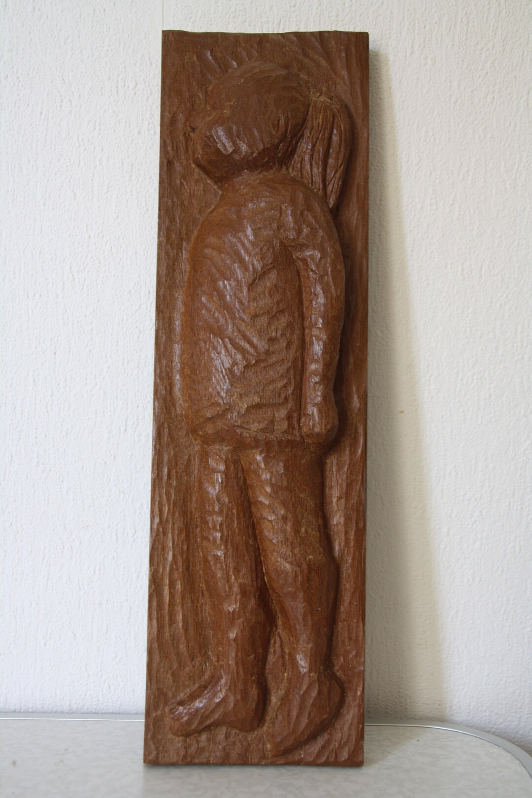44cm Large Wood Carving Girl With Ponytail Vintage 1950s Handmade Wall ...