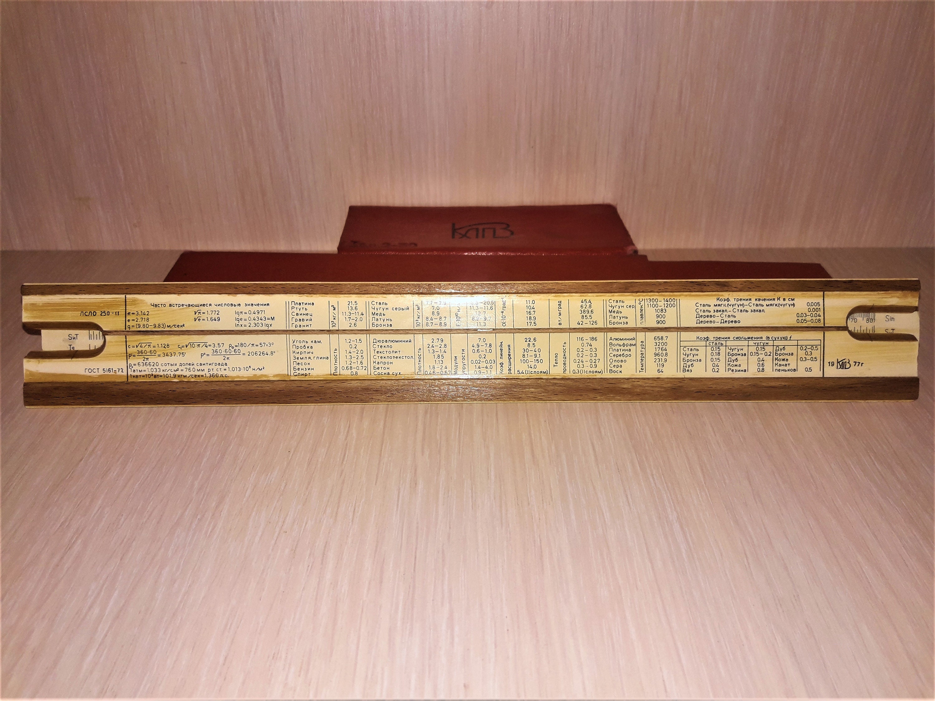 Vintage Wooden Slide Rule in a Beautiful Red Case. Made in the | Etsy