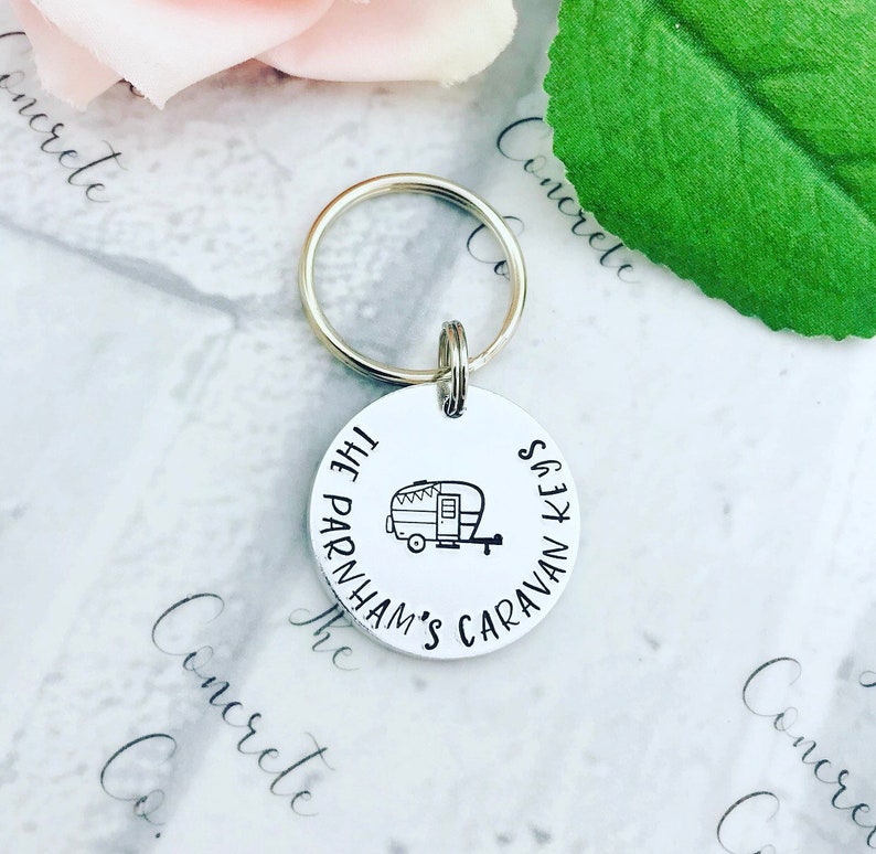 Personalised Caravan Keyring Tag Keys Gift Present Birthday Camping ...