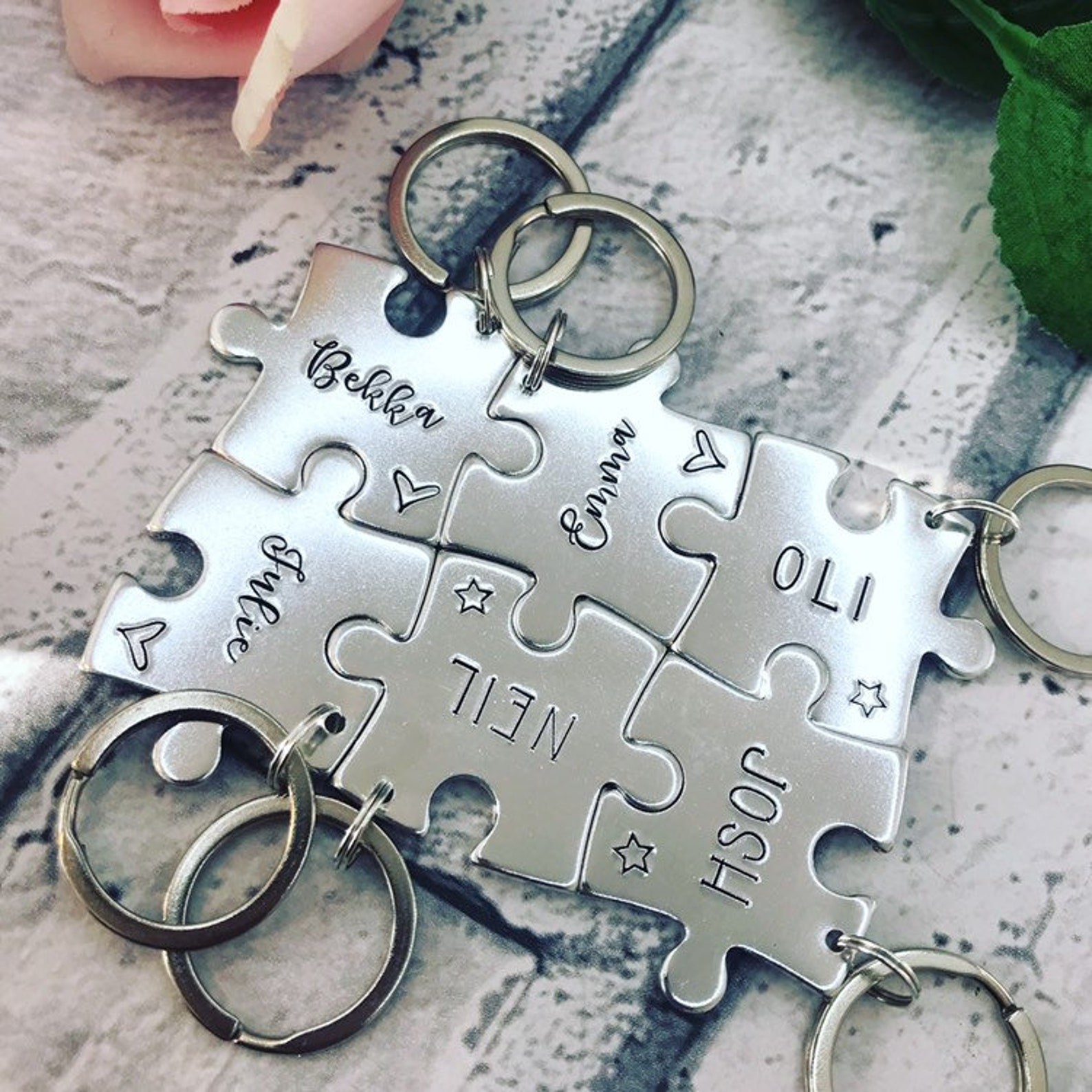Personalised Family Interlocking Puzzle Piece Keyrings Friends - Etsy UK
