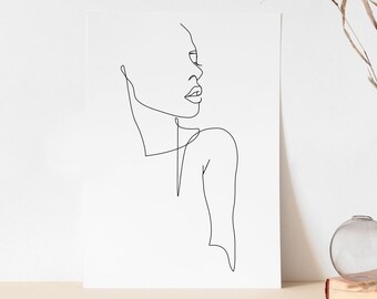 Line Woman Face Vector SVG Female Minimalist Digital | Etsy