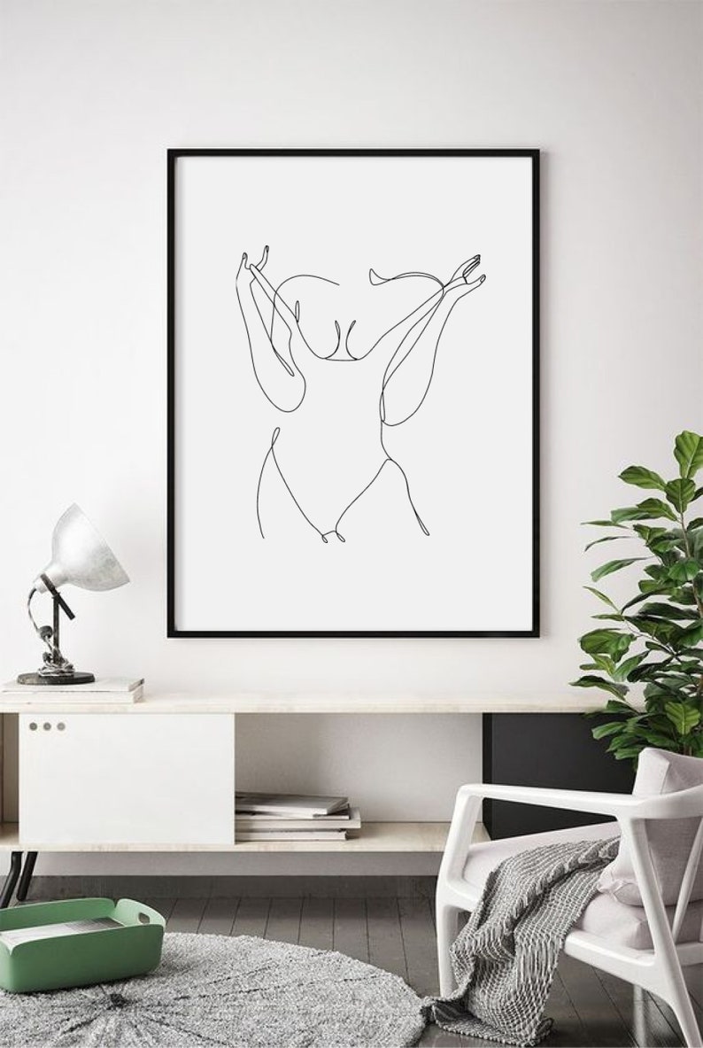 Modern Wall Art One Line Art Print Female Body Woman Body Etsy Uk