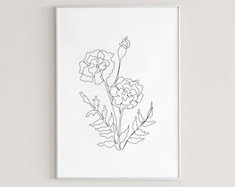 Marigold Line Art - Etsy