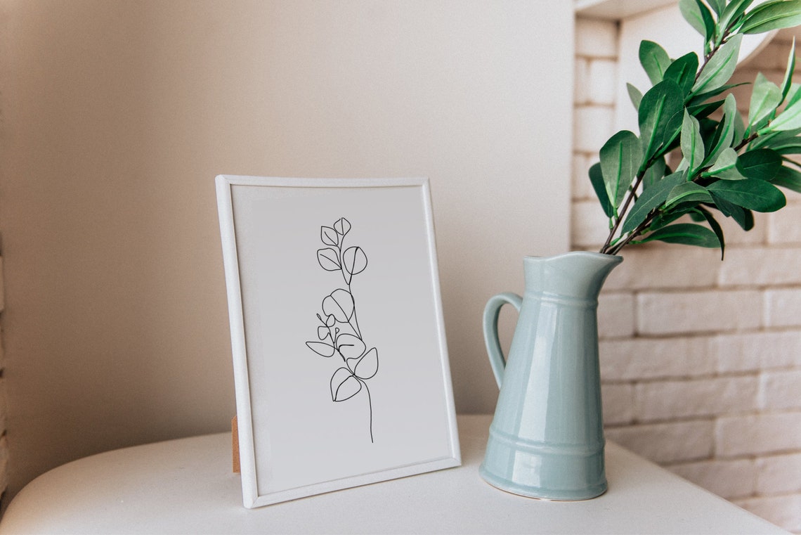Abstract botanic wall decor minimalist printable art one | Etsy