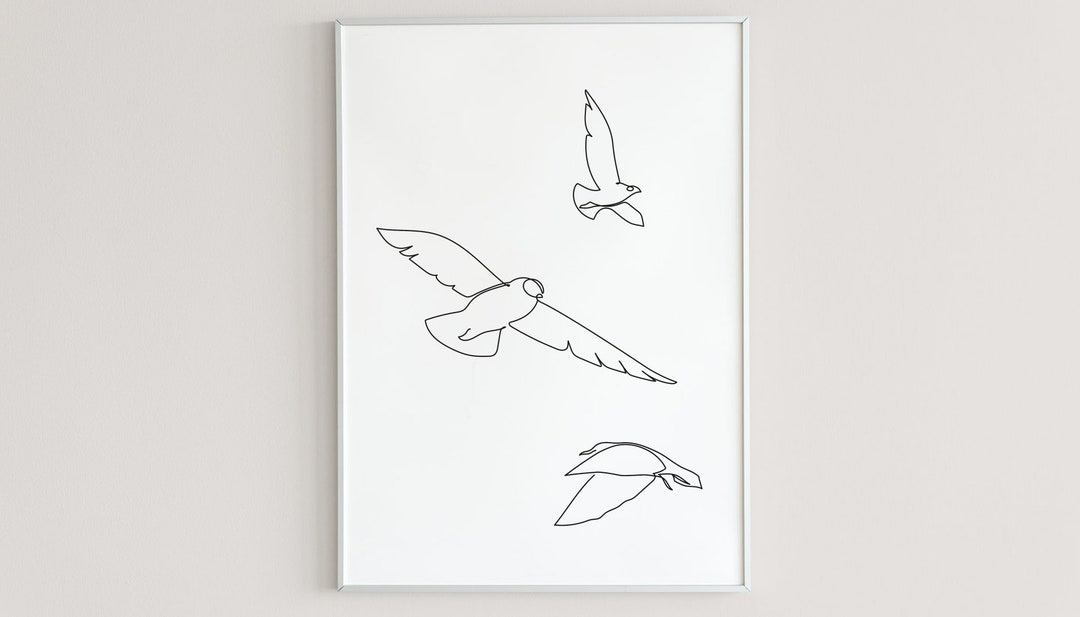 Birds Print, Birds Line Drawing, Sketch Art, Line Art Print, Birds ...
