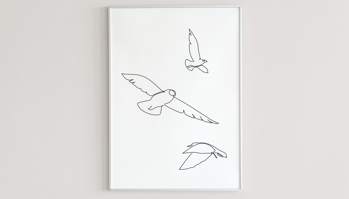 Birds Print Birds Line Drawing Sketch Art Line Art Print - Etsy