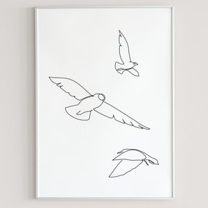 Birds Print, Birds Line Drawing, Sketch Art, Line Art Print, Birds ...