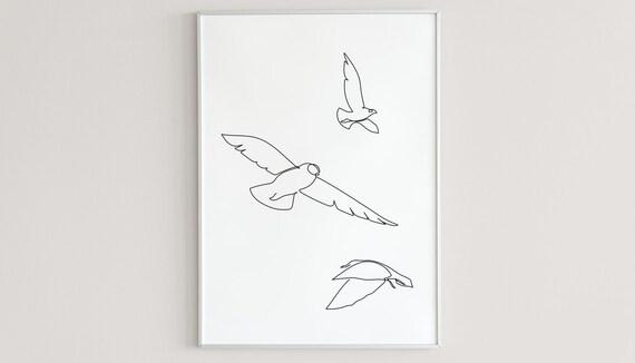 Birds Print Birds Line Drawing Sketch Art Line Art Print | Etsy