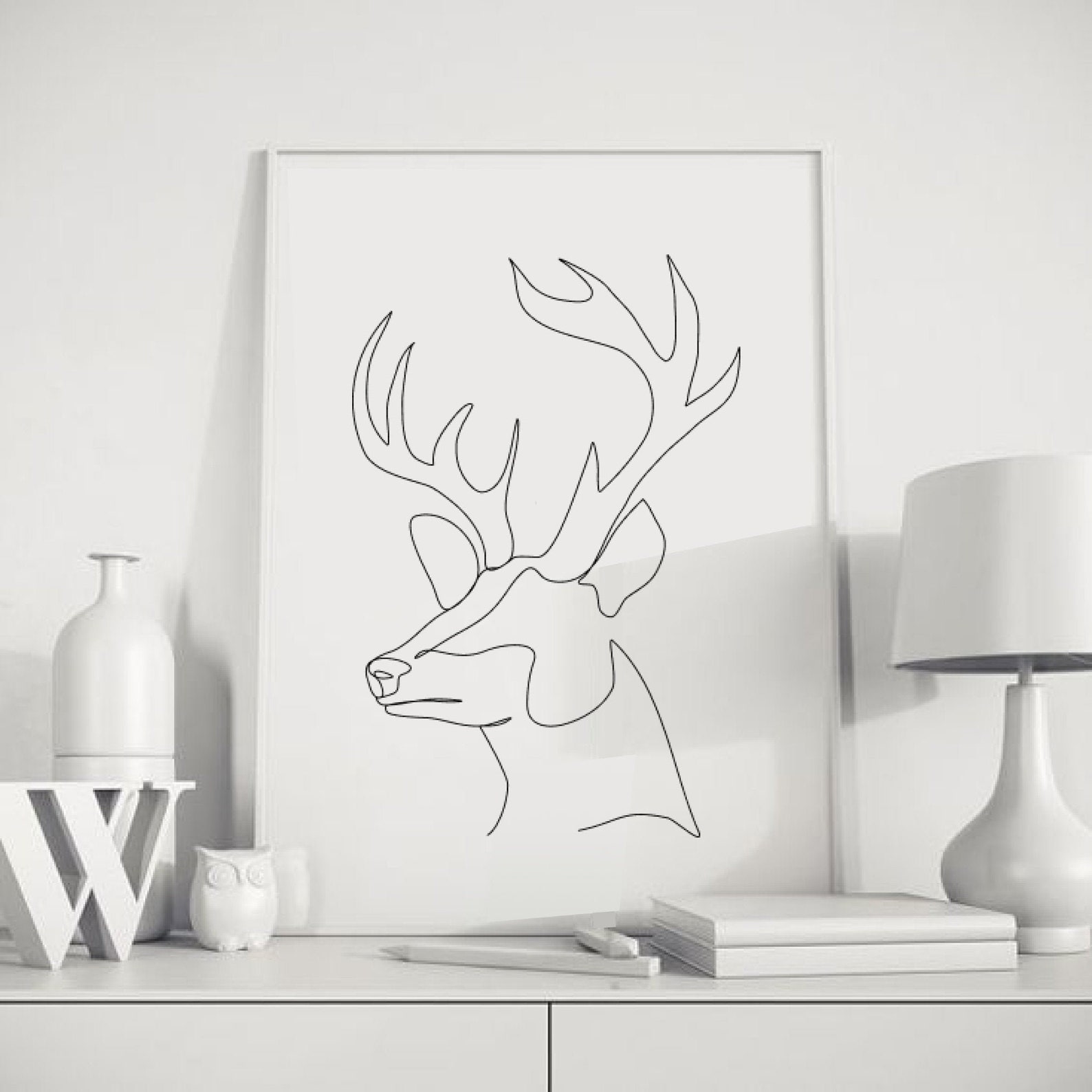 Line Deer Vector SVG Animal Nature Minimalist Digital - Etsy