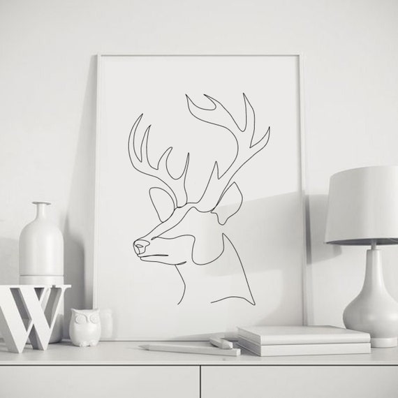 Line Deer Vector SVG Animal Nature Minimalist Digital | Etsy