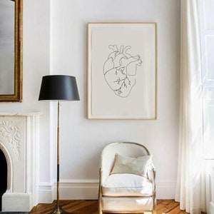 Heart Illustration, Abstract Health Line Art, One Line Medical Wall Art ...