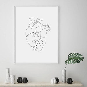Heart Illustration, Abstract Health Line Art, One Line Medical Wall Art ...