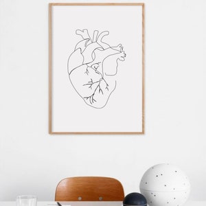 Heart Illustration, Abstract Health Line Art, One Line Medical Wall Art ...