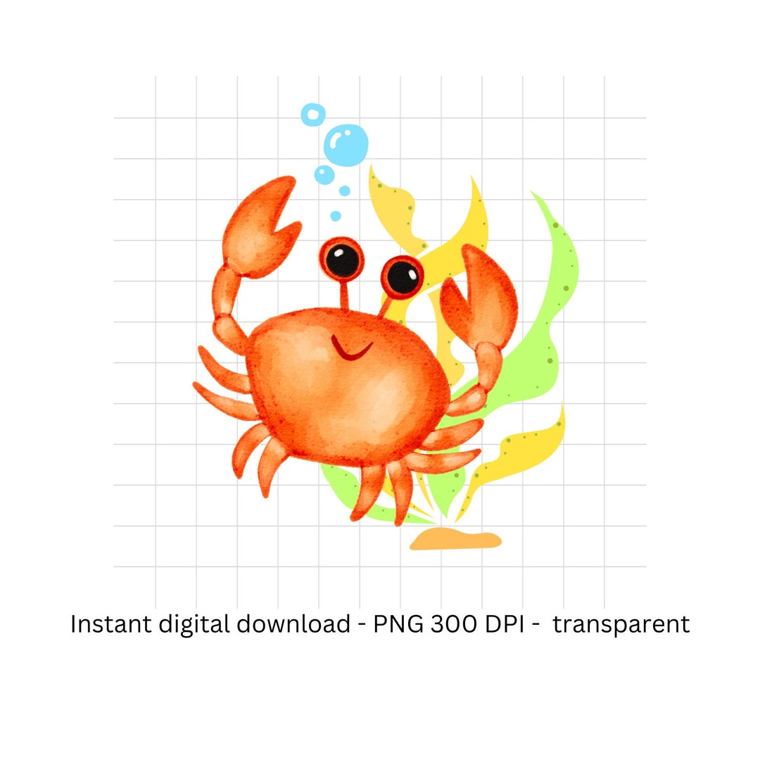 Buy Crab Clipart, Sea Animal Clipart, PNG, Digital Download ...