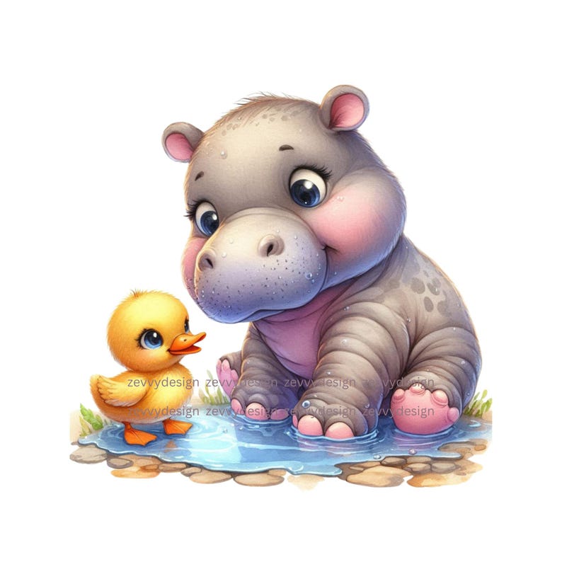 10 Cute Baby Hippos, JPG, Hippo Clipart, Digital Download, Safari ...