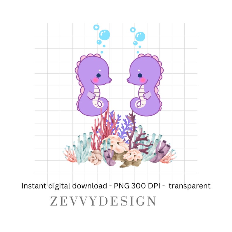 Cute Sea Horses Clipart, PNG, Transparent, 300 DPI, Baby Sea Animals ...