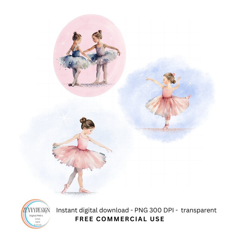 Watercolor Ballerina Clipart, Bundle of Ten, Png's, Sublimation ...