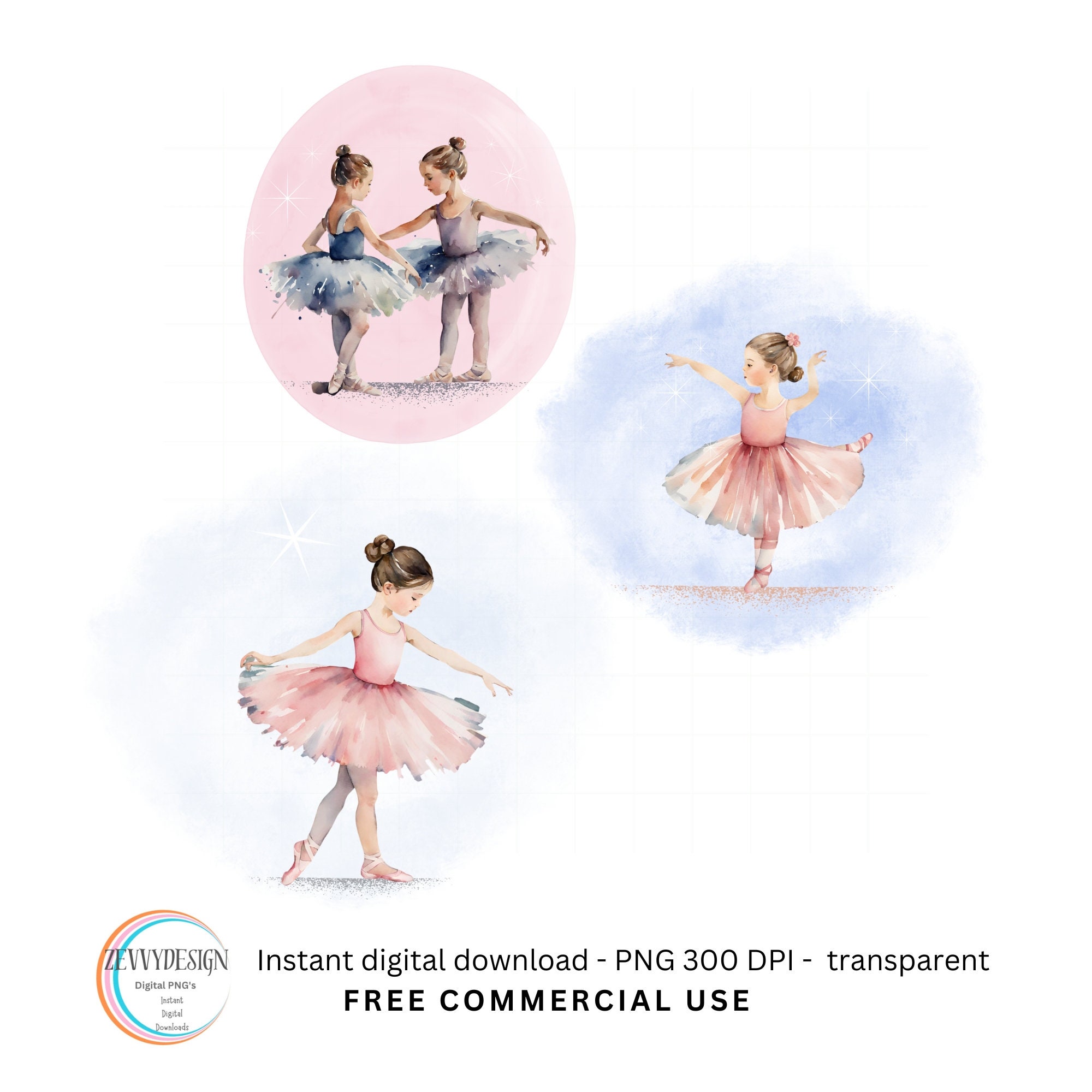 Watercolor Ballerina Clipart, Bundle of Ten, Png's, Sublimation ...