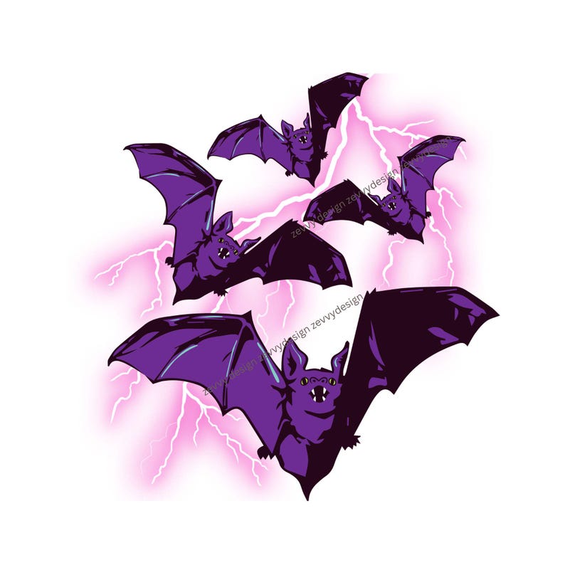 Halloween Clipart, Bats, Purple, Halloween Wall Art, PNG, Transparent ...