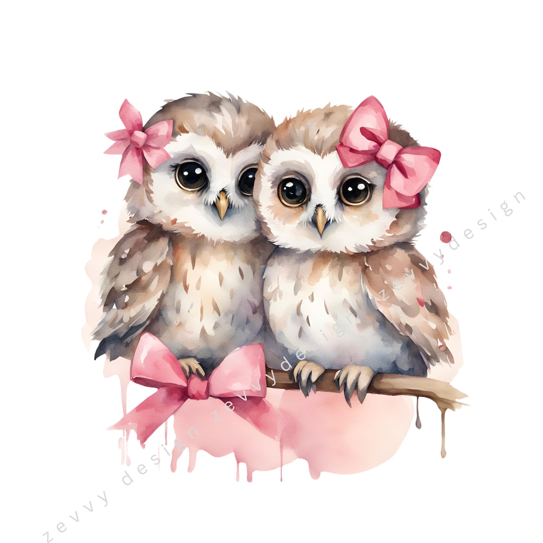 10 Cute Baby Owls , Digital Clipart, Watercolor Clipart, High Quality ...