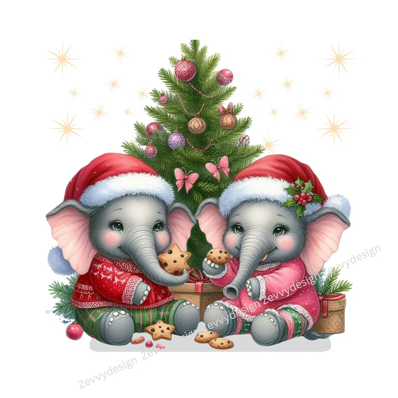 10 Cute Christmas Baby Elephants, High Resolution Quality JPG ...