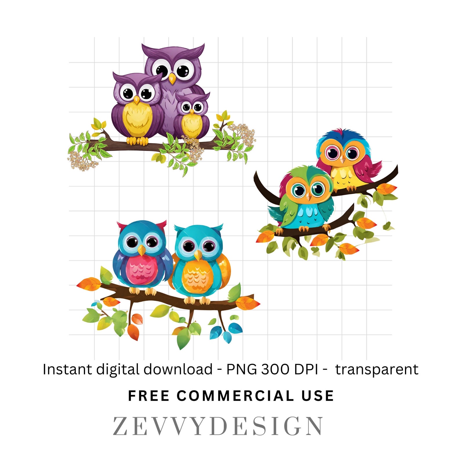 Very Cute Baby Owls Clipart Bundle of 10 Png's - Etsy