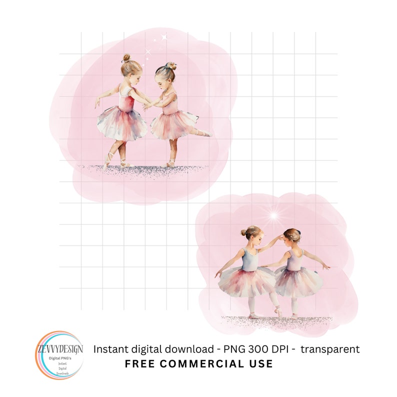 Watercolor Ballerina Clipart, Bundle of Ten, Png's, Sublimation ...