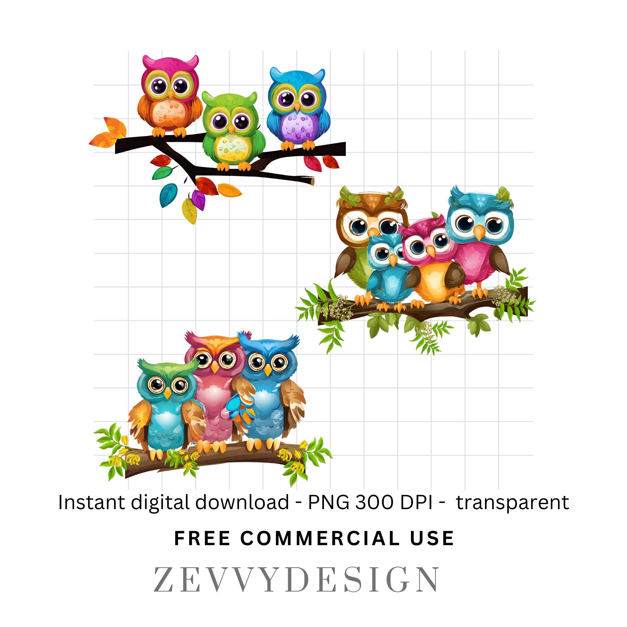 Very Cute Baby Owls Clipart Bundle of 10 Png's - Etsy