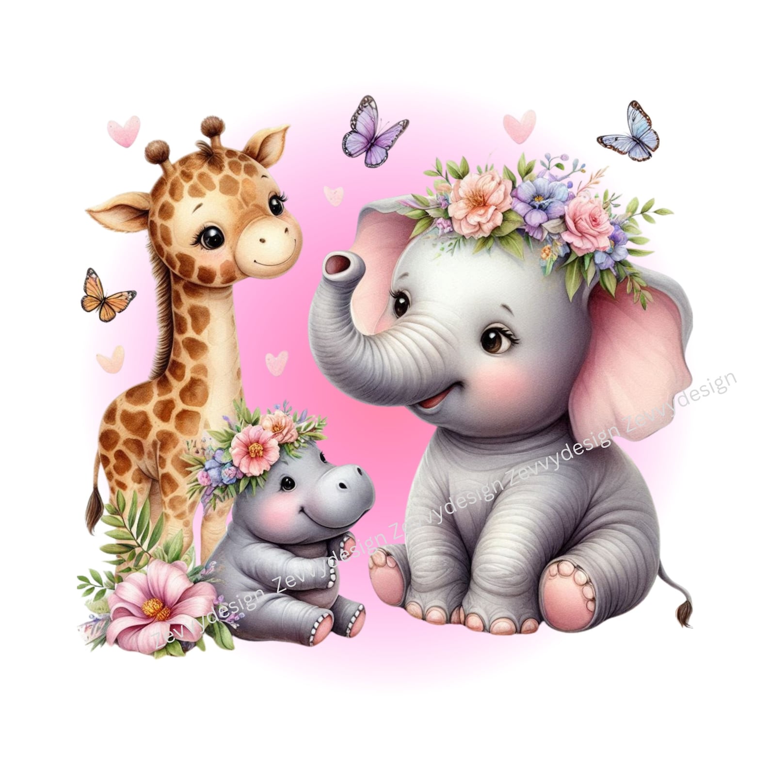 10 Adorable Baby Elephant and Friends, Digital Clipart, High Quality ...