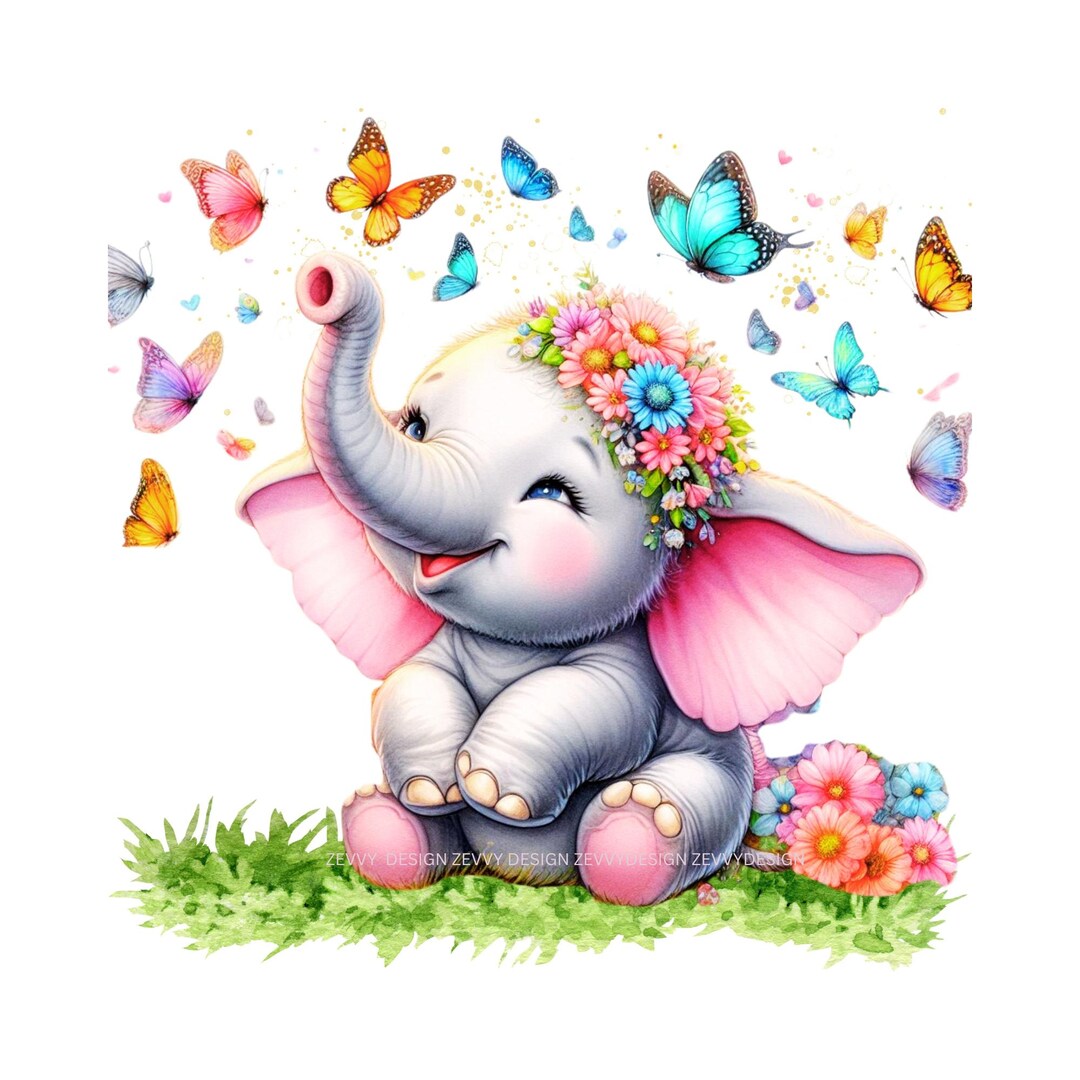 Baby Elephant Bundle of Ten, Jpg, Clipart, High Resolution, Safari ...
