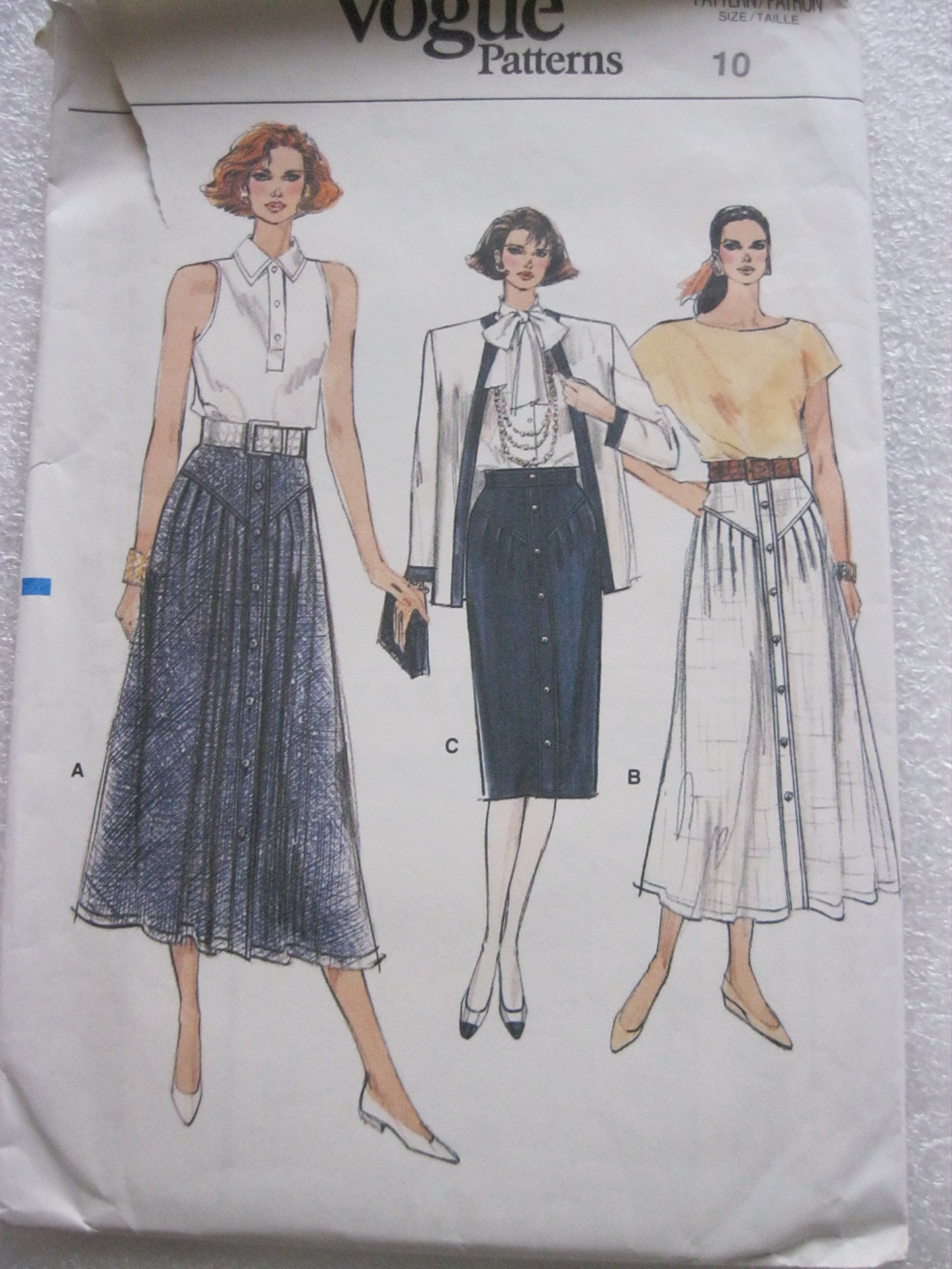 Vintage 1980's Vogue Sewing Pattern 9883 Ladies Skirt Size 10 - Cut but ...