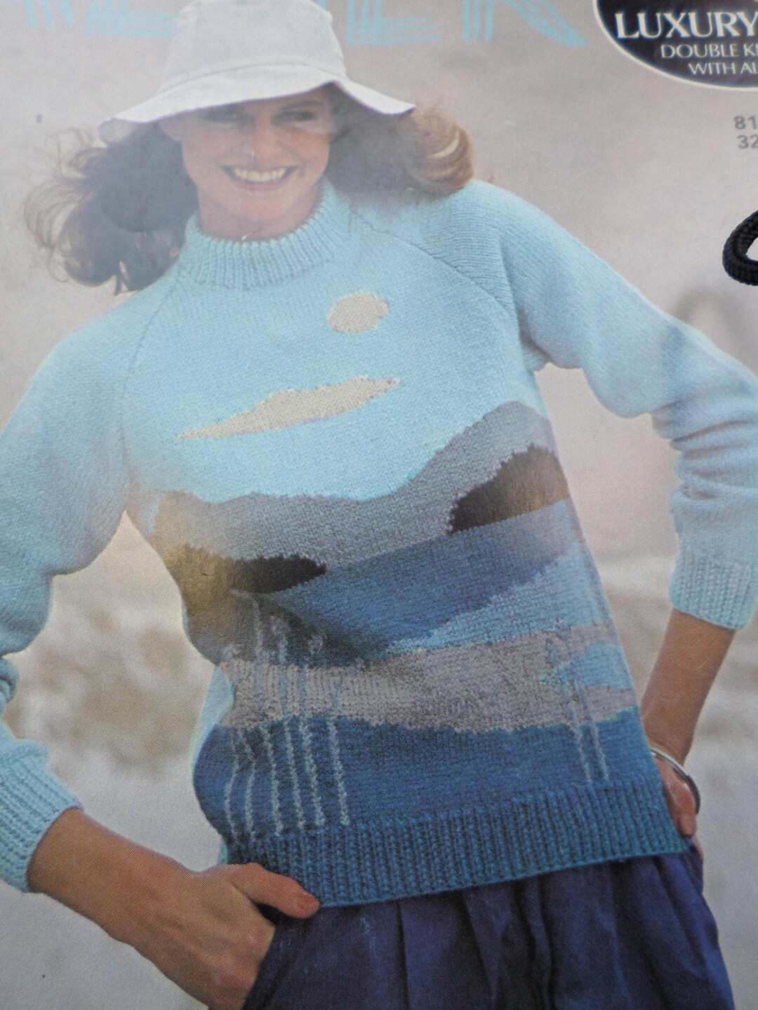 Vintage Jaeger DK Knitting Pattern 4968 Ladies Picture Sweater 32 38 ...